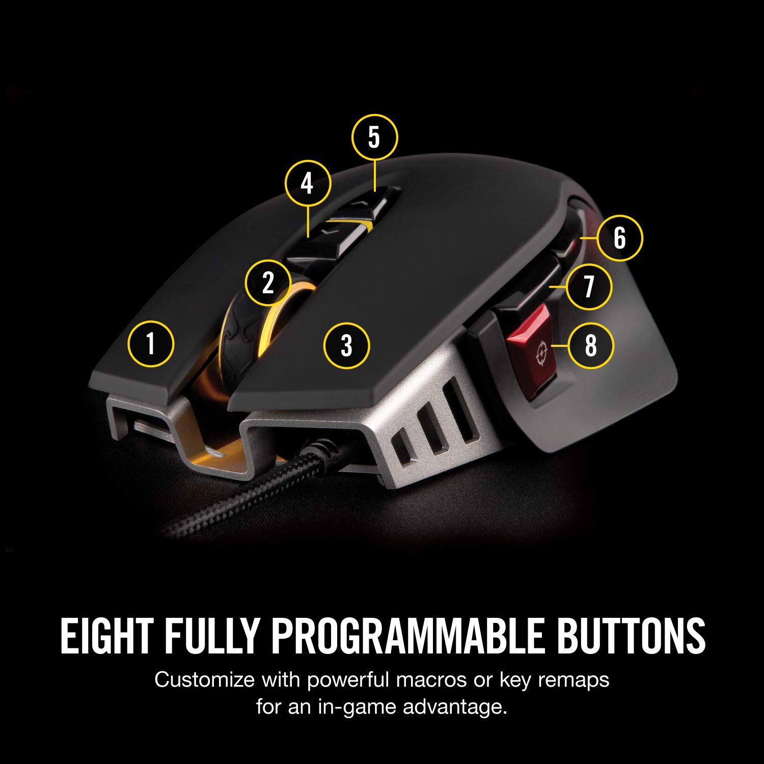 Corsair M65 RGB Elite – Wired FPS and MOBA Gaming Mouse – Adjustable Weight and Balance – Durable Aluminum Frame – 18,000 DPI Optical Sensor , Black