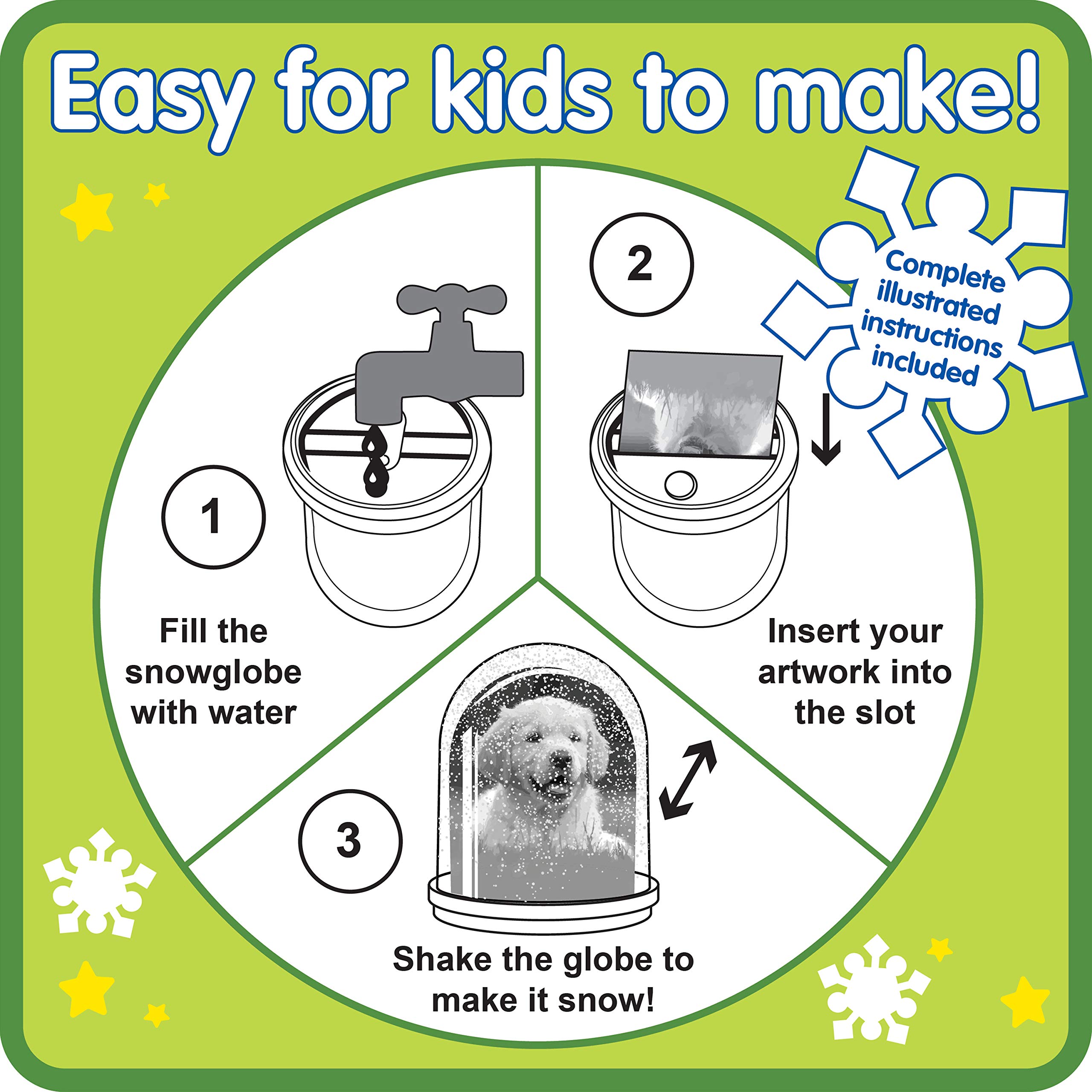 READY 2 LEARN Christmas Crafts - Design Your Own Snow Globes - Set of 4 - Christmas Snow Globes for Kids - Customizable Christmas Decorations for Home