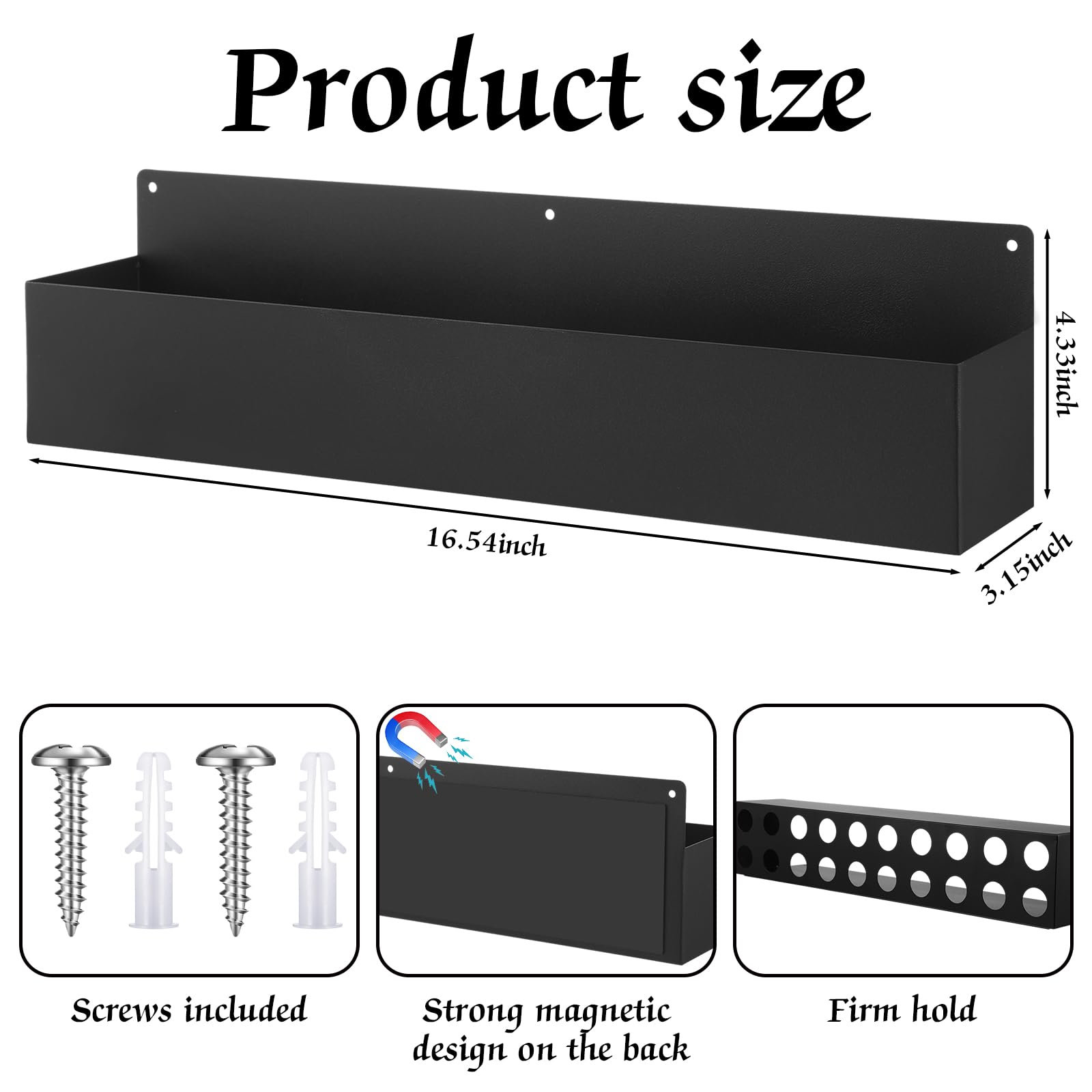 Gisafai 2 Pcs Magnetic Aerosol Spray Can Holder Heavy Duty Magnet Toolbox Bottle Holder Easy Install Spray Can Organizer Wall Mounted Spray Bottle Rack for Garage (Black,16.54 x 3.15 x 4.33 Inch)