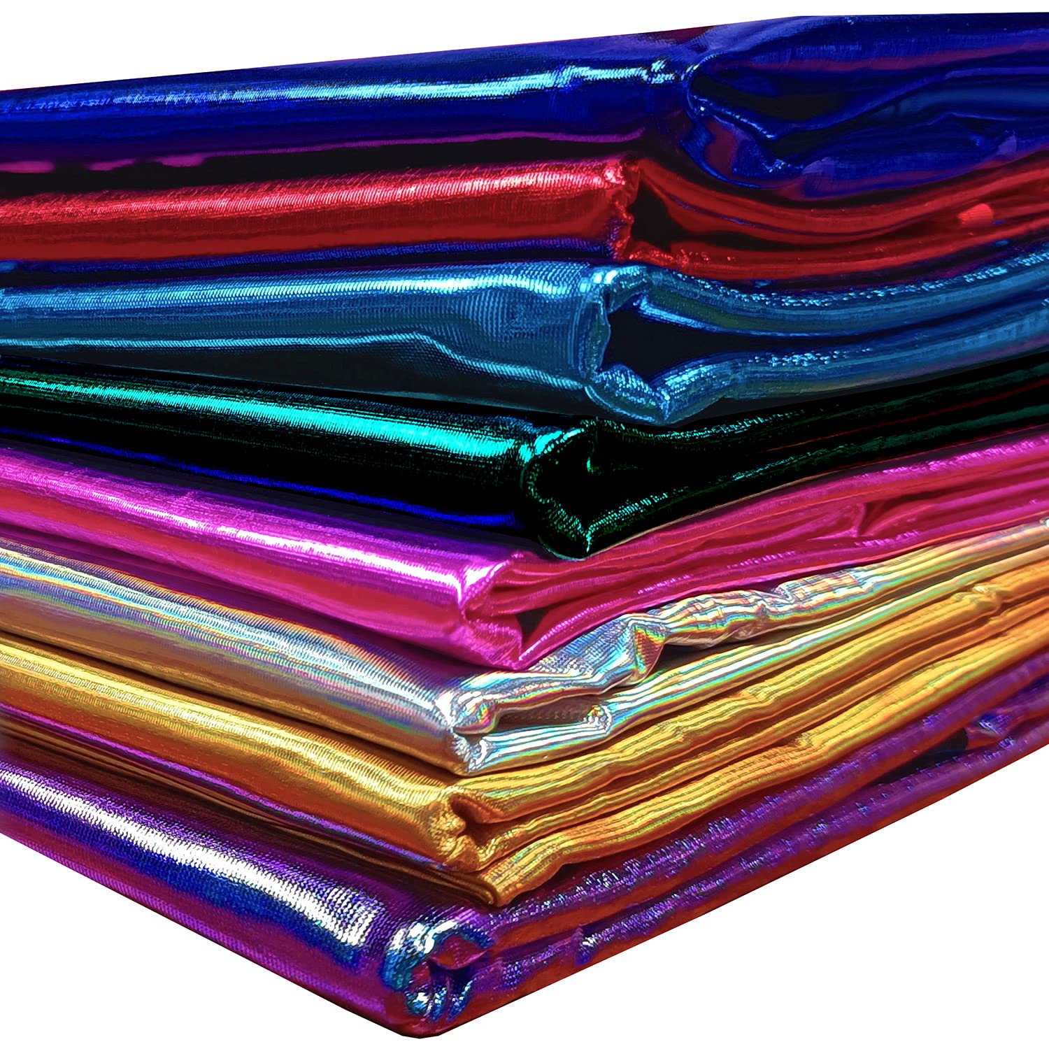 Hologram Metallic Foil Stretch Fabric Width 58 Inches(Silver Iridescent 1yard)