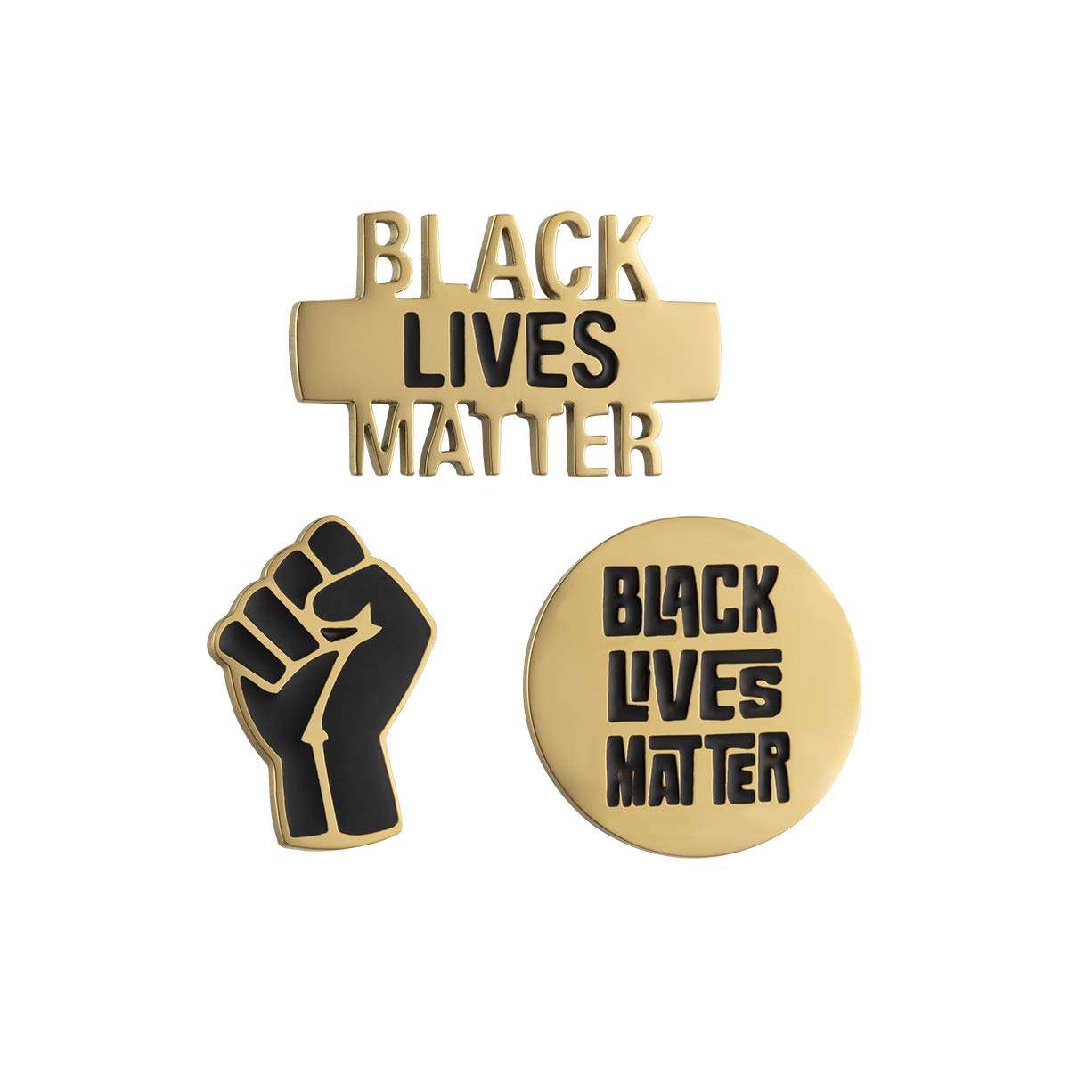 Black Lives Matter Pins-Black Raised Fist Lapel Pin-BLM Pin-Black Power Pin (SN0016-3pcs(style5))