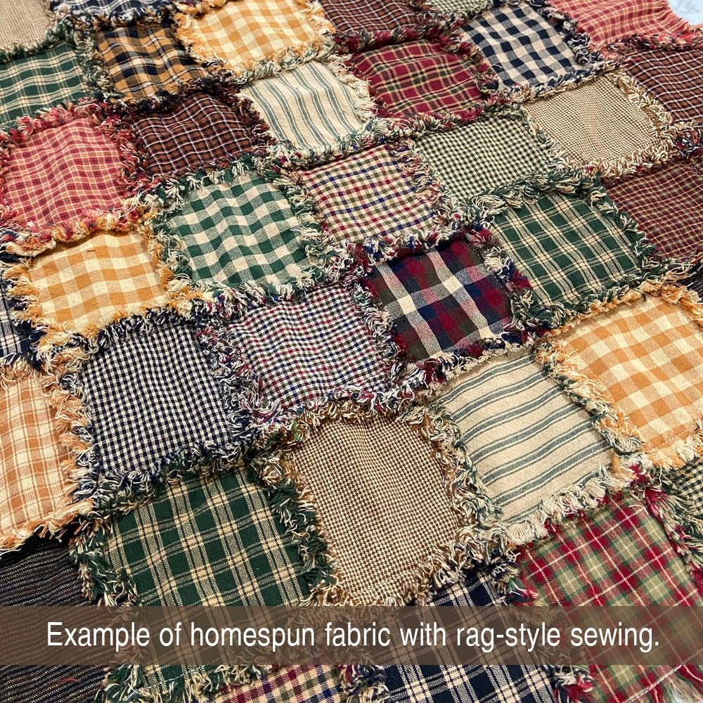Country Christmas Red Green Plaid Homespun Cotton Fabric by JCS - Sold by The Yard