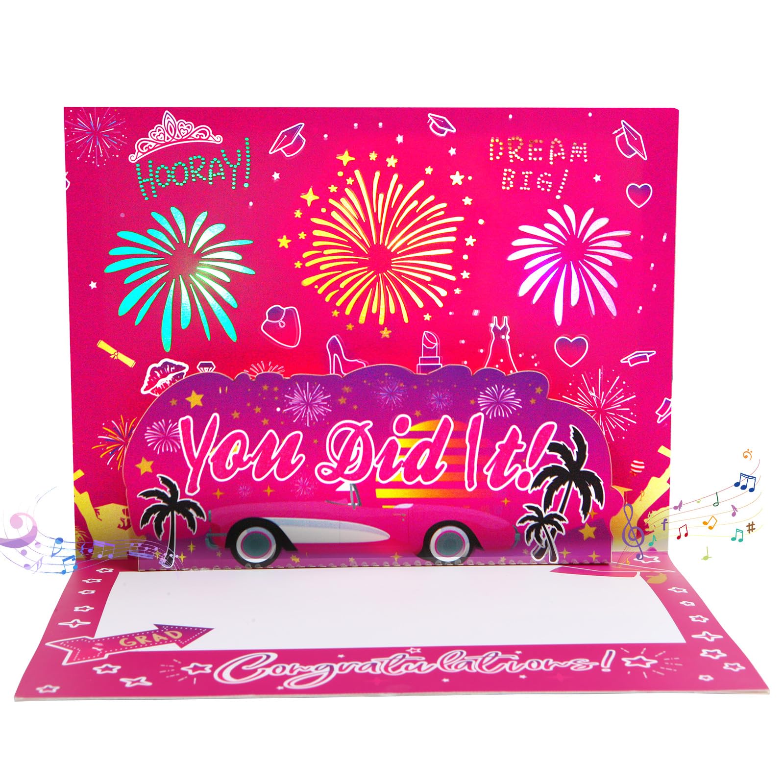 Graduation Cards 2024, Graduation Fireworks 3D Pop-Up Card - Congratulations High School, College, and Master's Degree, a Unique Personalized Graduation Card - Premium Black (Envelope Not Included)