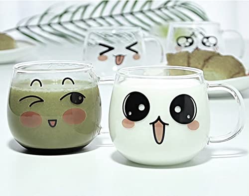 Glass Coffee Mugs Set Of 4 (200ml) Espresso Glass Cups Perfect For Milk, Latte, Tea, Cappuccino (Cute Cups)