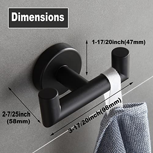 Orlif Double Towel Hook,Black SUS304 Stainless Steel Robe Hook Wall Mounted Bath Towel Hanger Towel Holder Coat Hook for Bathroom, Kitchen, Bedroom, Hotel…