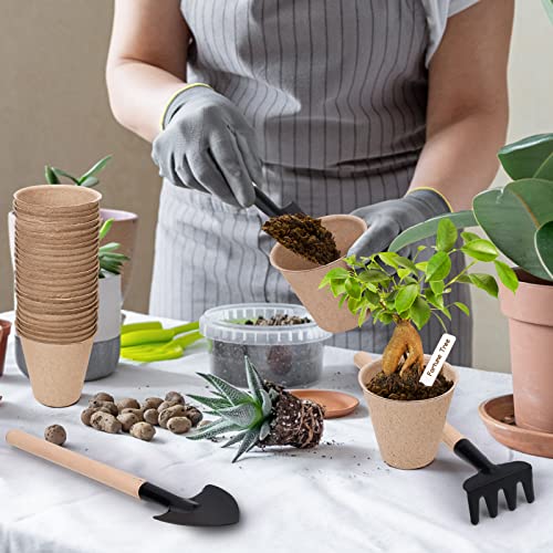 NuCandle 3β Peat Pots Seedling Pots Plant Starters Bulk 100 Pack Seed Starter Pots Biodegradable Plant Cups with Labels, Mini Seedling Tools for Garden Germination Nursery Pot