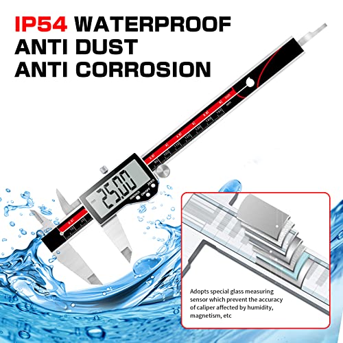 Digital Caliper Electronic Caliper Measuring Tool Precision Digital Vernier Caliper Inch/Millimeter/Fraction Measurement Micrometer for Jewelry - Metal Metric Measure Caliper for Engineer Carpenter