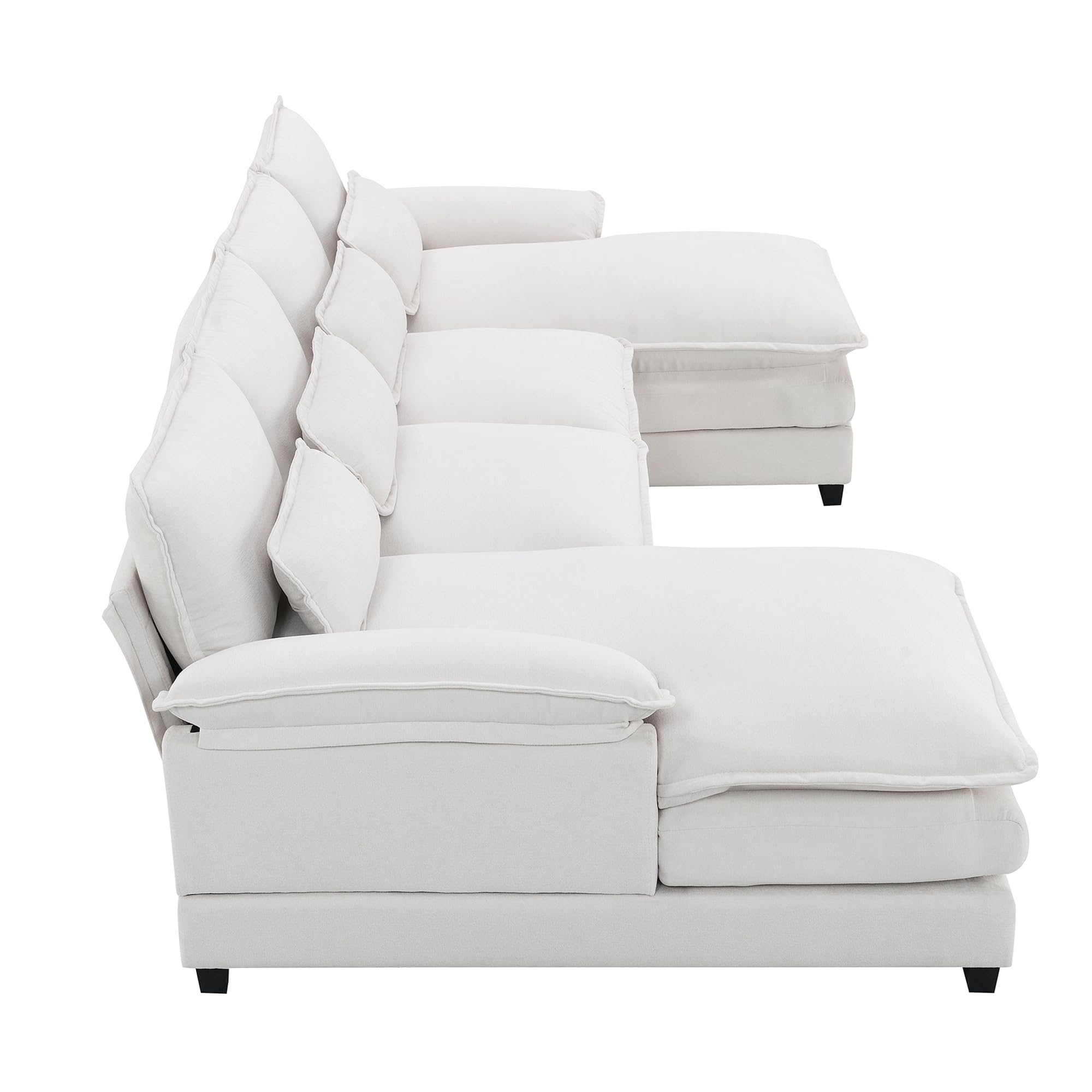 GNIXUU 109.8β Sectional Sofa Cloud Couch for Living Room, Modern Chenille Large Overstuffed U Shaped Couch, Comfy Modular Sofa Sleeper with Double Chaise & Cushions(White)