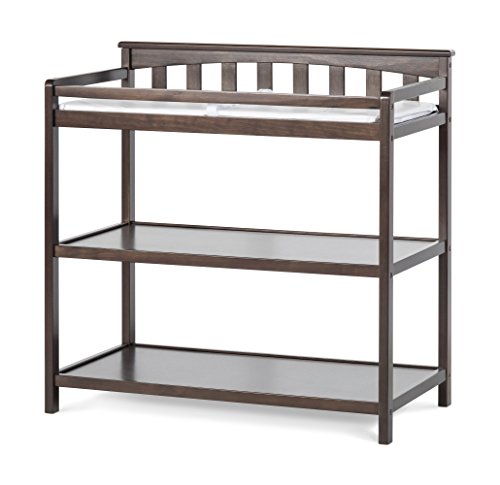 Child Craft Flat Top Infant Changing Table, Water-Resistant Pad and Safety Strap, Anti-Tip Kit Included to Prevent Tipping, Non-Toxic, Baby Safe Finish (Slate)