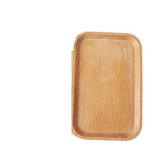 GEEKLLS Breakfast Tray Solid Beech Wood Rectangular Dinner Plate Western Food Rectangular Round Corners Snack Dessert Serving Tray
