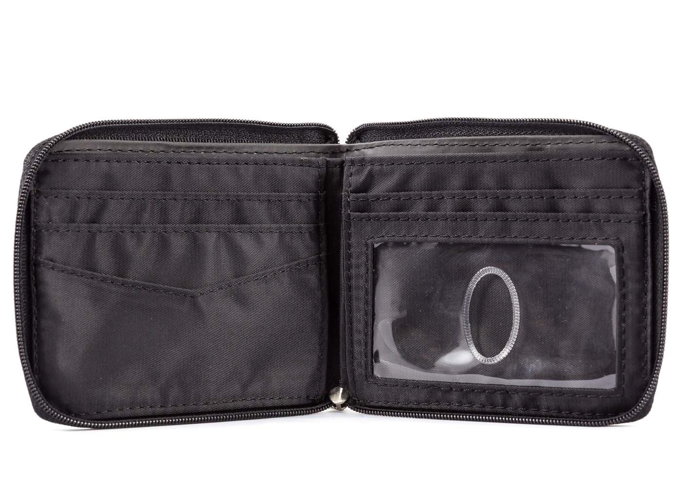 Big Skinny Men's Zippered Bi-Fold Slim Wallet, Holds Up to 25 Cards, Black