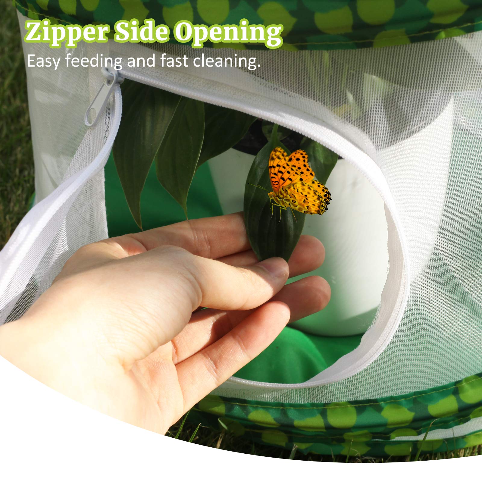 Briteree Butterfly Habitat Cage for Kids, Include Quick Start Guide Manual, Pop Up 12 X 14 Inches, Unrestricted Clear Vision