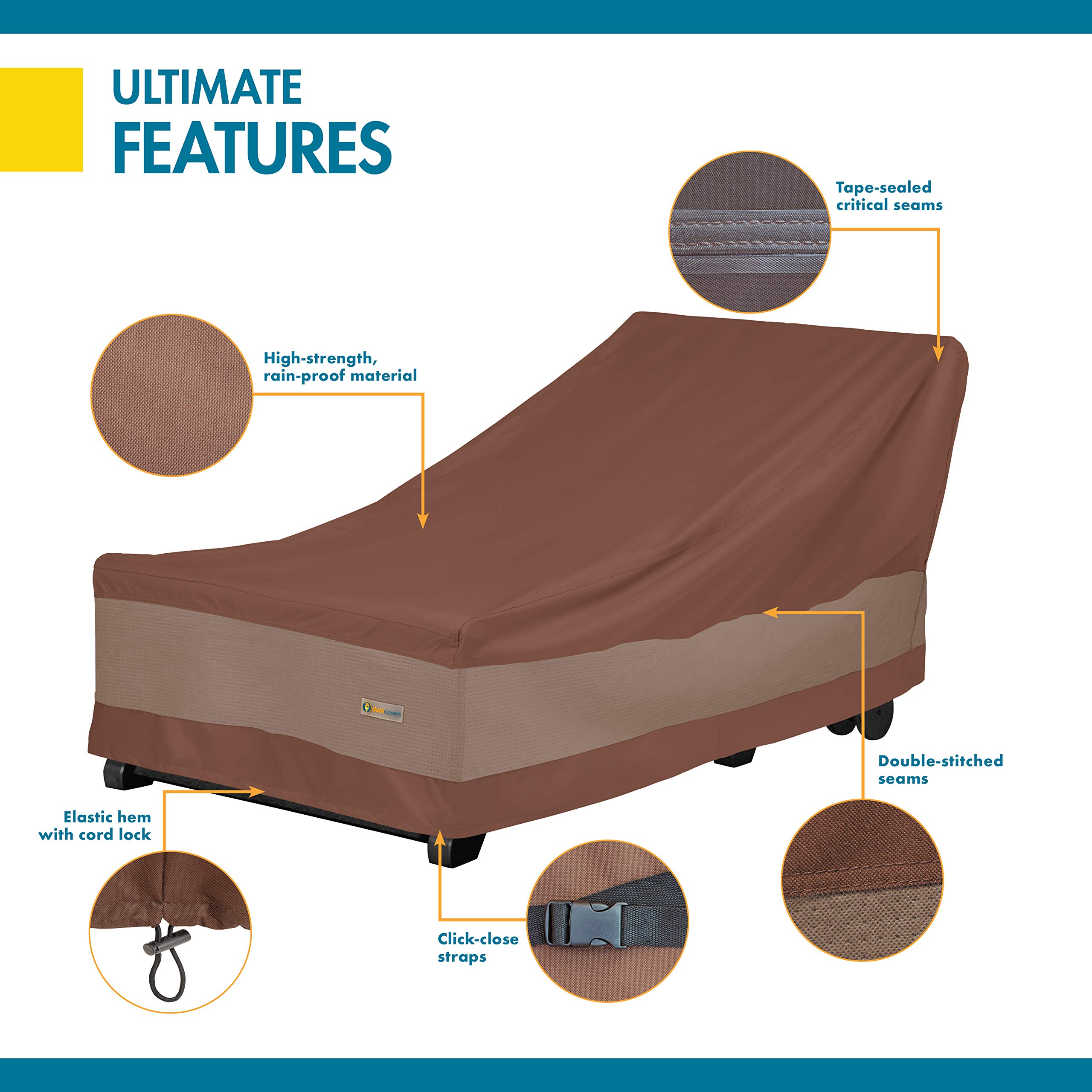 Duck Covers Classic Accessories Ultimate Waterproof Patio Chaise Lounge Chair Cover, 78 Inch