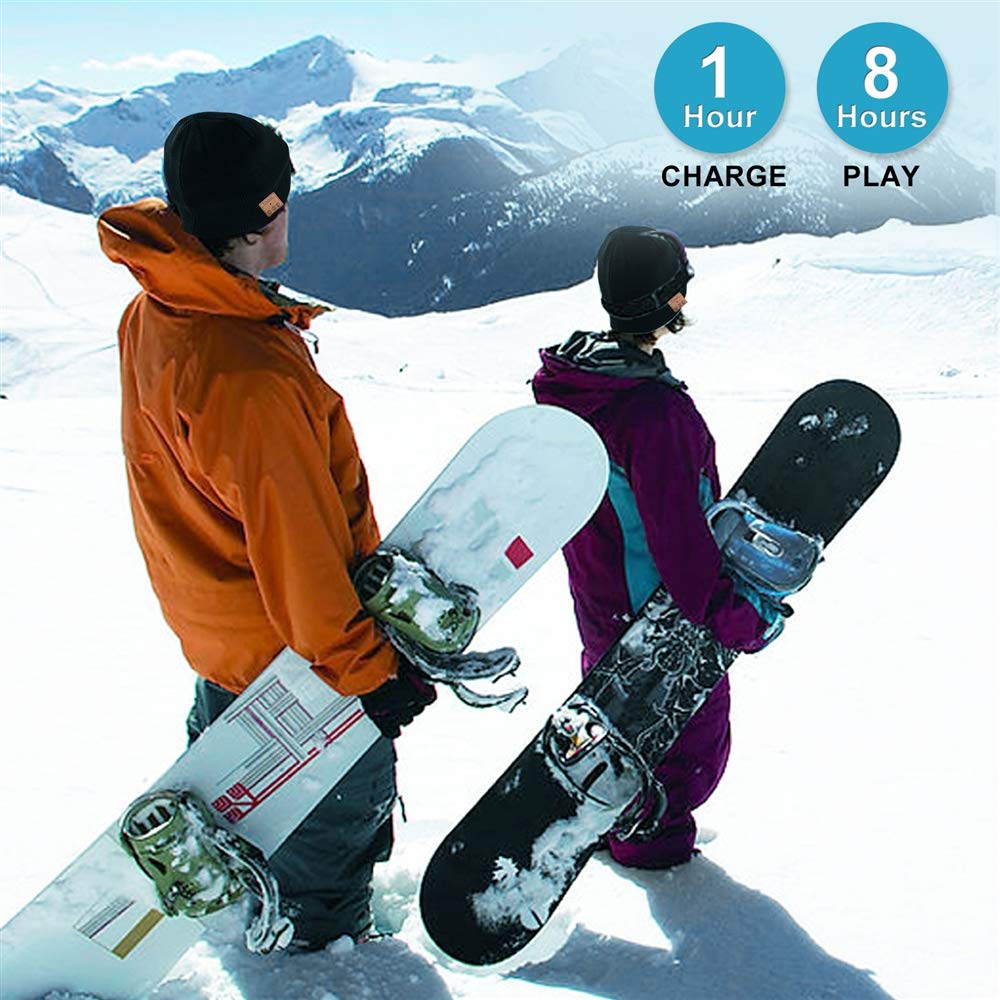 Bluetooth Beanie Hat, Flashmen Upgraded Wireless Bluetooth 5.0 Beanie Hat with Headphones Headset Earphone Knitted Beanie with Stereo Speakers and Mic for Women Men