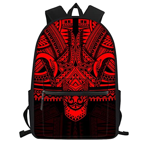 JOAIFO Red Polynesian Tattoo Backpack Samoa Tribal Stripe Travel Backpack Durable School Backpack for Boys Girls Teens College Laptop Bookbag,Kids Schoolbag Casual Daypack,15.6 inch