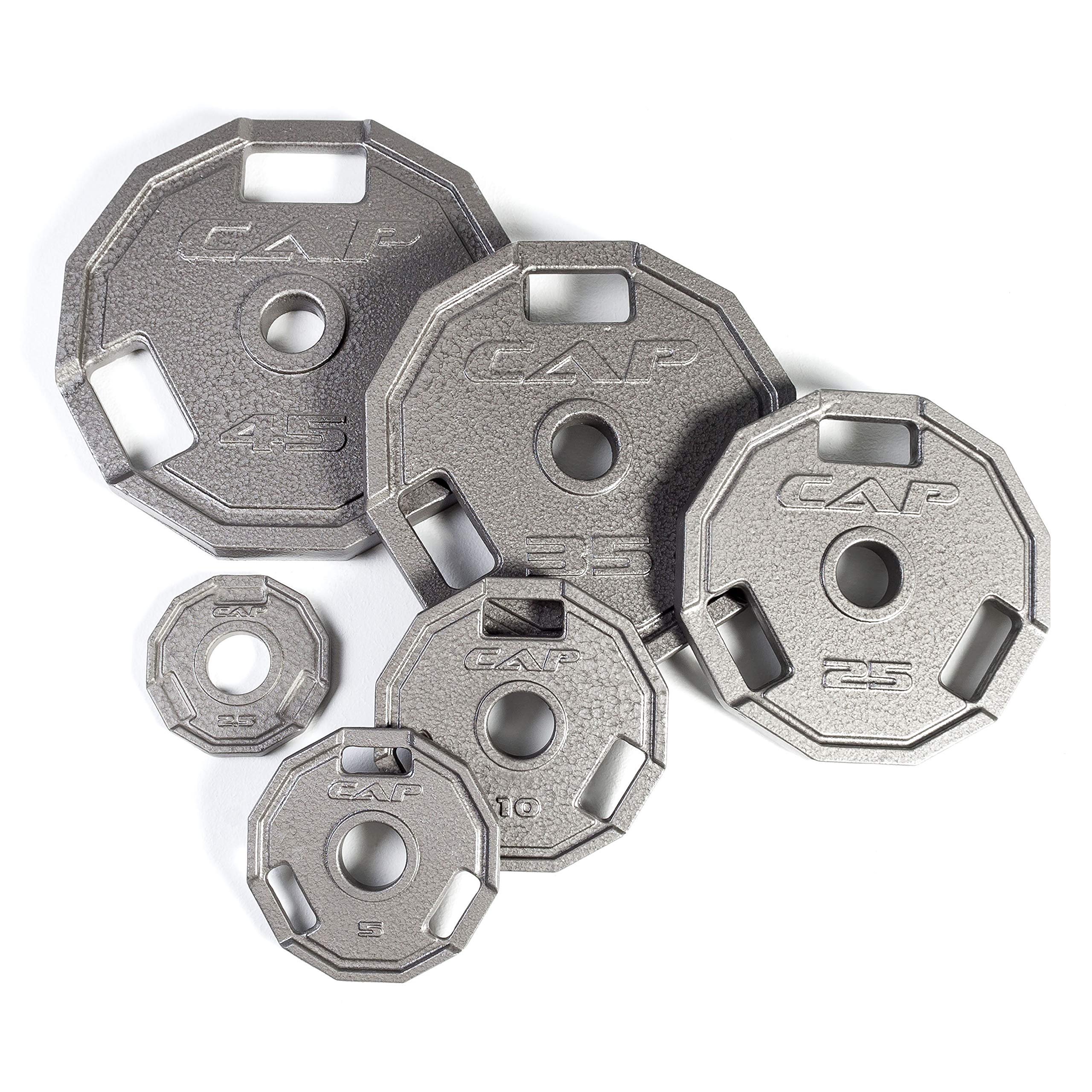CAP Barbell 12-Sided Cast Iron 2-Inch Olympic Grip Weight Plates, Gray, Single, 2.5 Pound