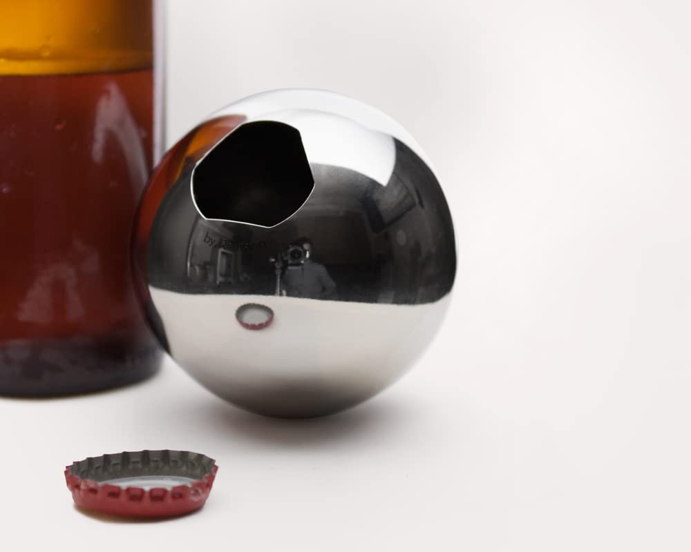 Convex Bottle Opener by Revision - Luxury Mirror Polished Stainless Steel - Unique Spherical Design - Durable & Decorative - Ideal for Home Bar, Gift for Beer Lovers