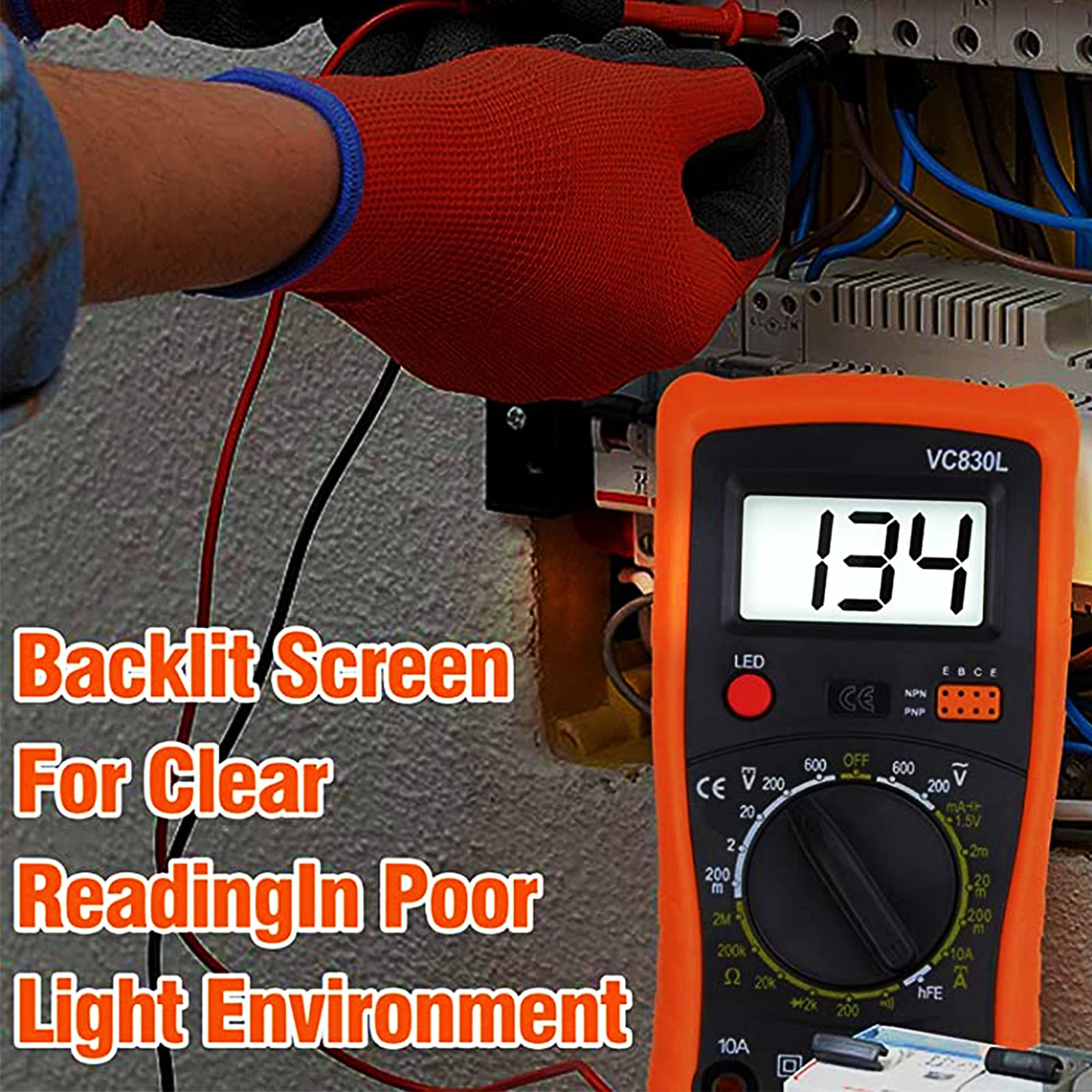 Digital Multimeter Pocket Clamp Multimeters Multi Tester Voltmeter Ammeter Ohmmeter AC/DC Ohm Volt Amp and Diode Voltage Electrical Tester Meter with Backlight LCD,Home Professional Use Automotive,etc