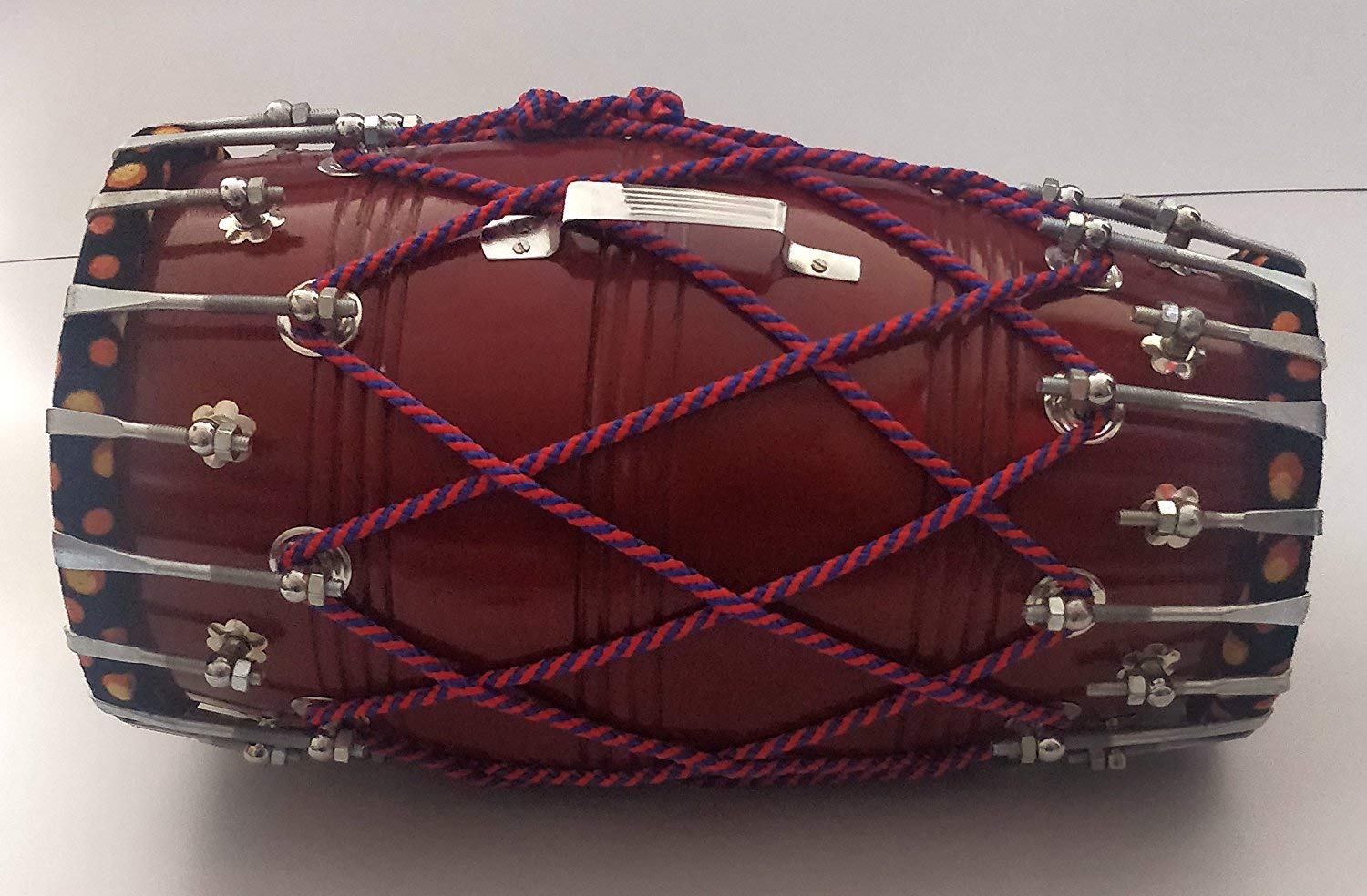 Sai Musical QUEEN EXPORT Wood Handmade Dholak Indian Folk Musical Instrument Drum Tied Thru Rope (Brown)