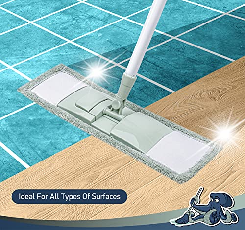 DSV Standard Professional Microfiber Floor Mop with 3 Washable Mop Pads and 1 Dirt Removal Scrubber | 360° Rotation Mop Head 16.8" | Ideal for Hardwood, Laminate, Tile & For Home/Office Floor Cleaning