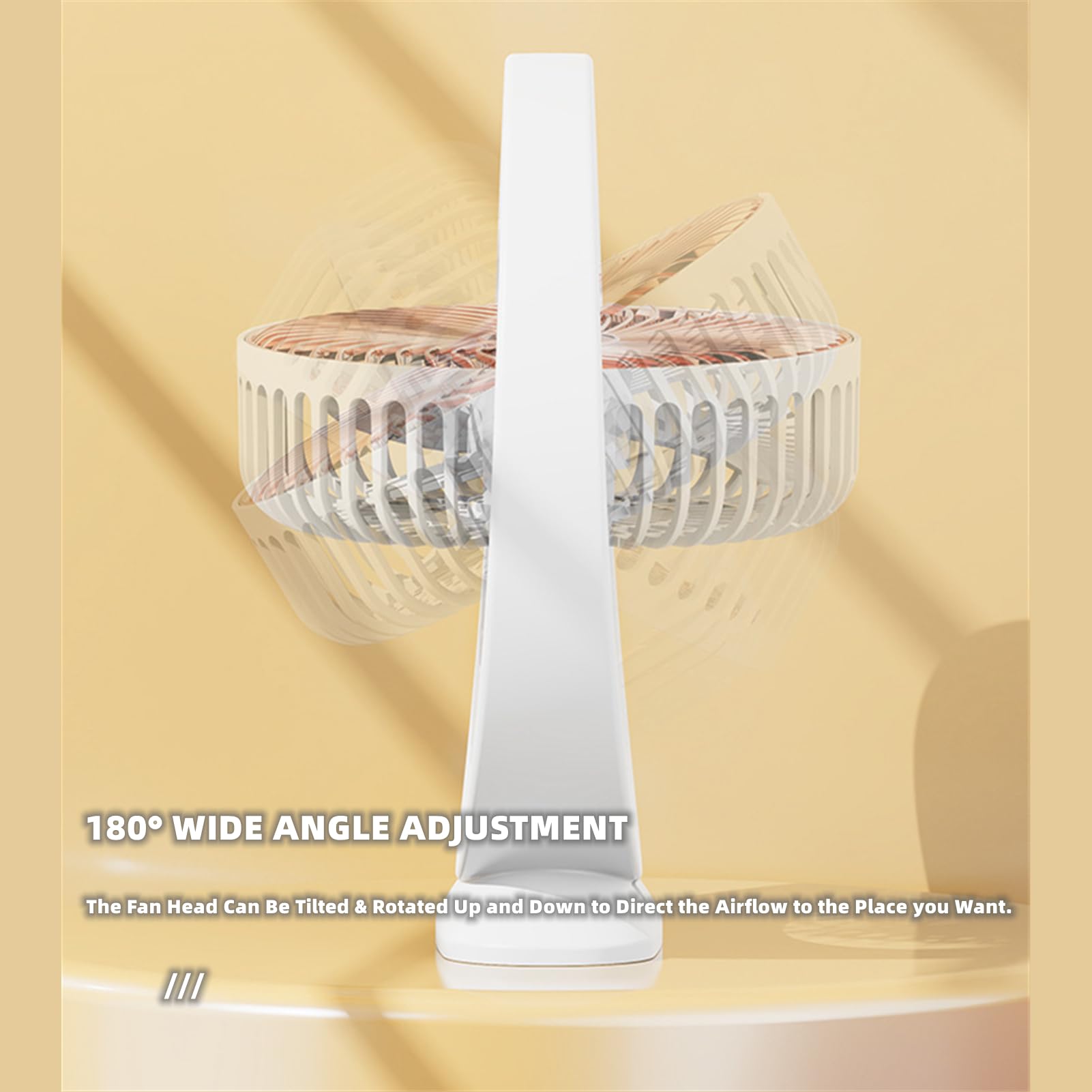 Chchmu USB Desk Fan 8in Desktop Table Fans Personal Quiet Fan with Strong Airflow Portable & Suspensable Cooling Fan with Head Adjustable for Home Bedroom Office Table & Desktop, Gold
