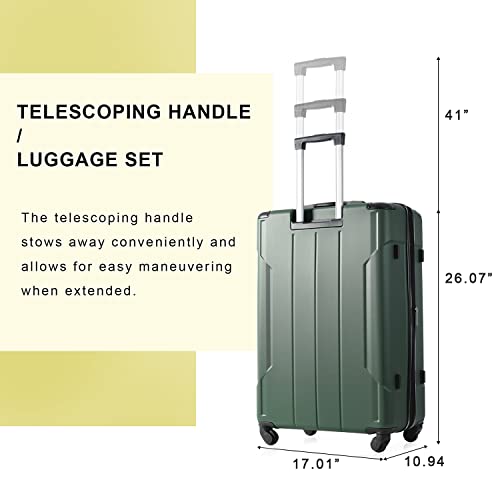 Merax Luggage Expandable Lightweight Spinner Suitcase with Corner Guards (Green1), 3-Piece Set (20/24/28)