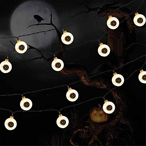 XuetongXT Unique LED Eyeball String Lights Battery Operated Halloween Ghost Theme Party Garden Home Christmas Tree Decoration Lighting Premium (Emitting Color : White Light, Wattage : 3M 20LEDs USB)