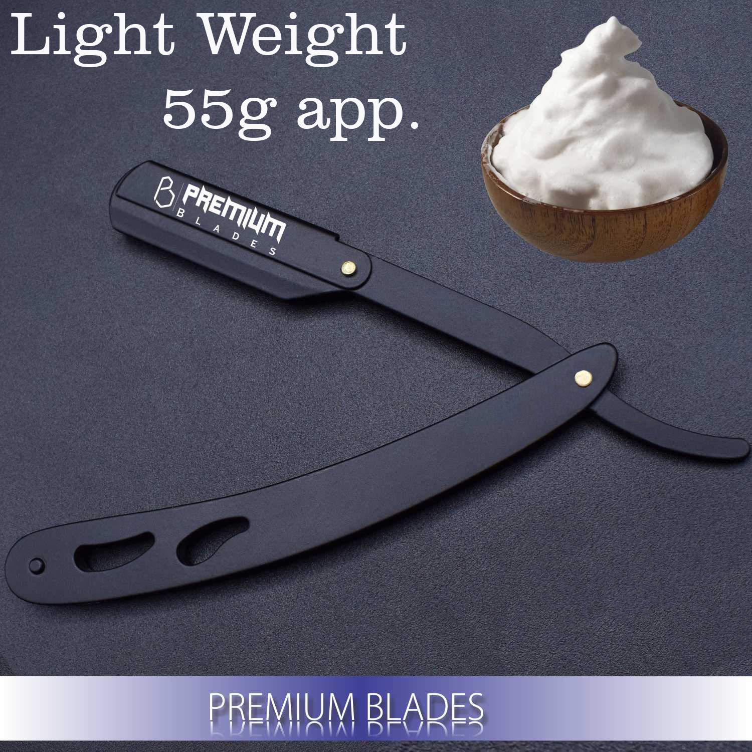 Black Petal Handle Barber Razor, Razor for men, Professional Changeable Half Blade Straight Edge Razor for men/women by "Premium Blades"