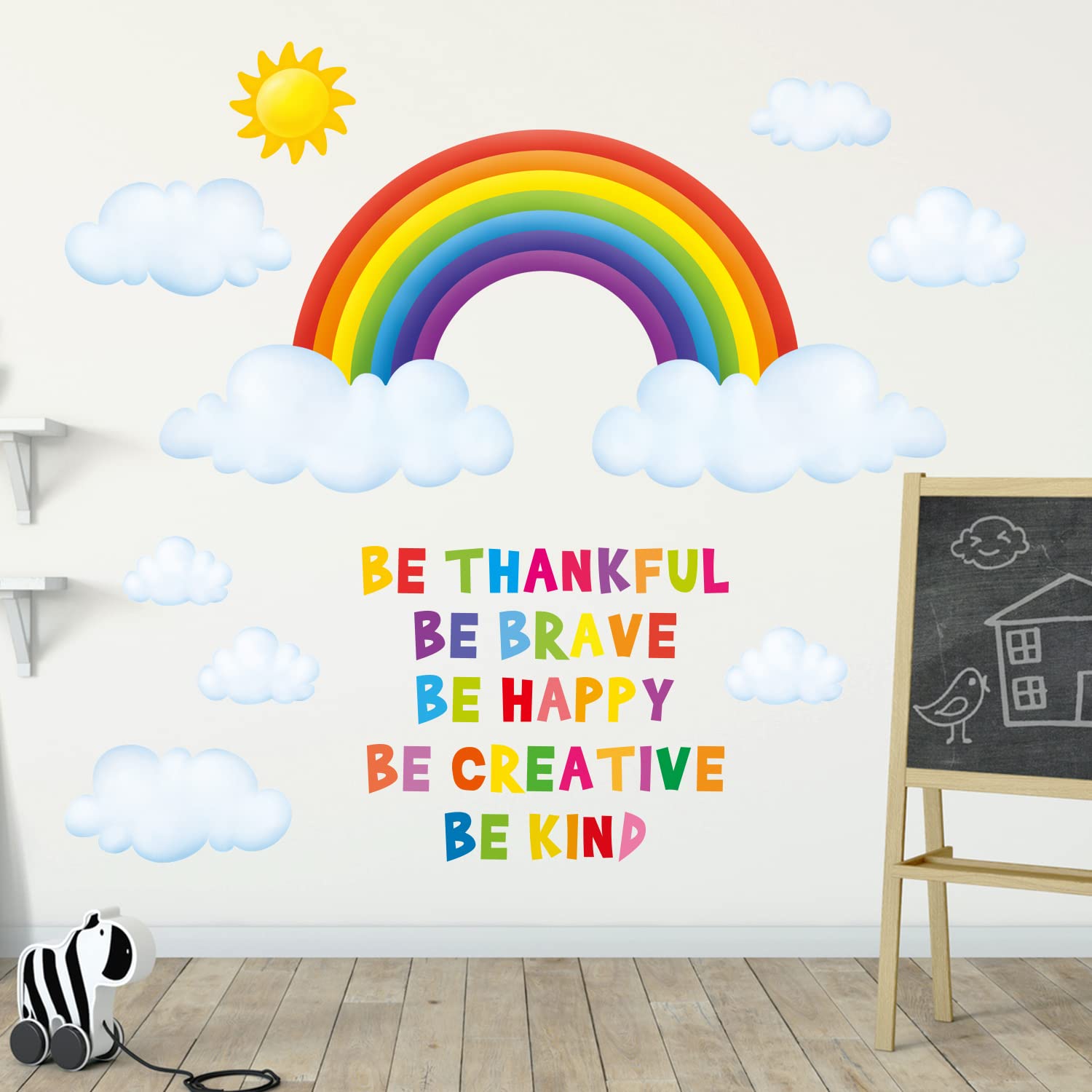 DECOWALL SG-1713 Rainbow and Clouds Kids Wall Stickers Wall Decals Peel and Stick Removable Wall Stickers for Kids Nursery Bedroom Living Room décor