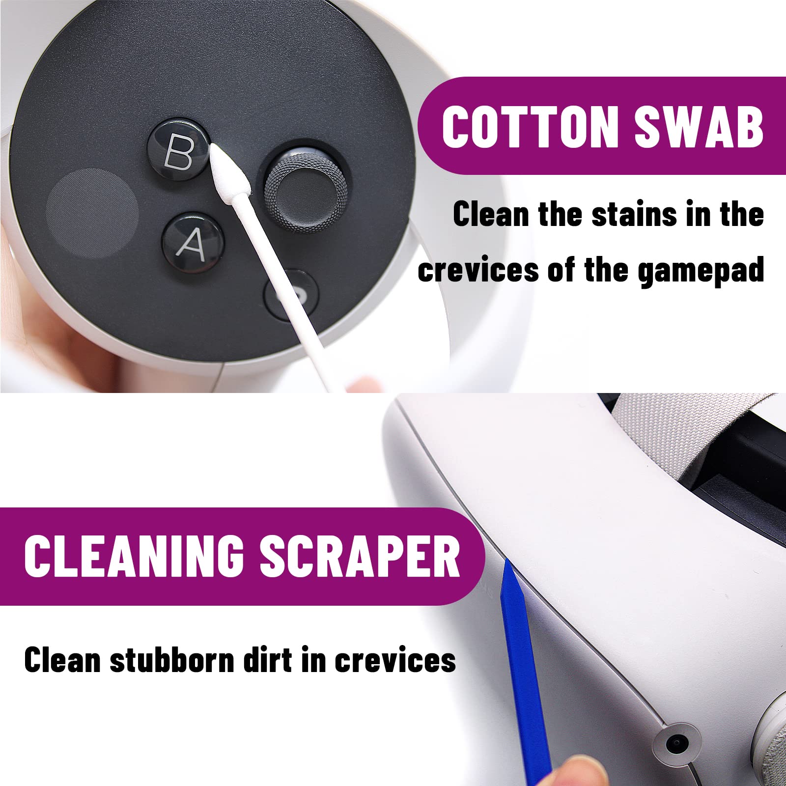 VR Headset Cleaning Kit, VR Lens Cleaner, Lens Pen Cleaner Kit for Meta Oculus Quest 2 3 /Xbox/PS/Wii, Cleaning kit for VR Facial Interface & Face Cover Pad Game Controller AR VR Accessories