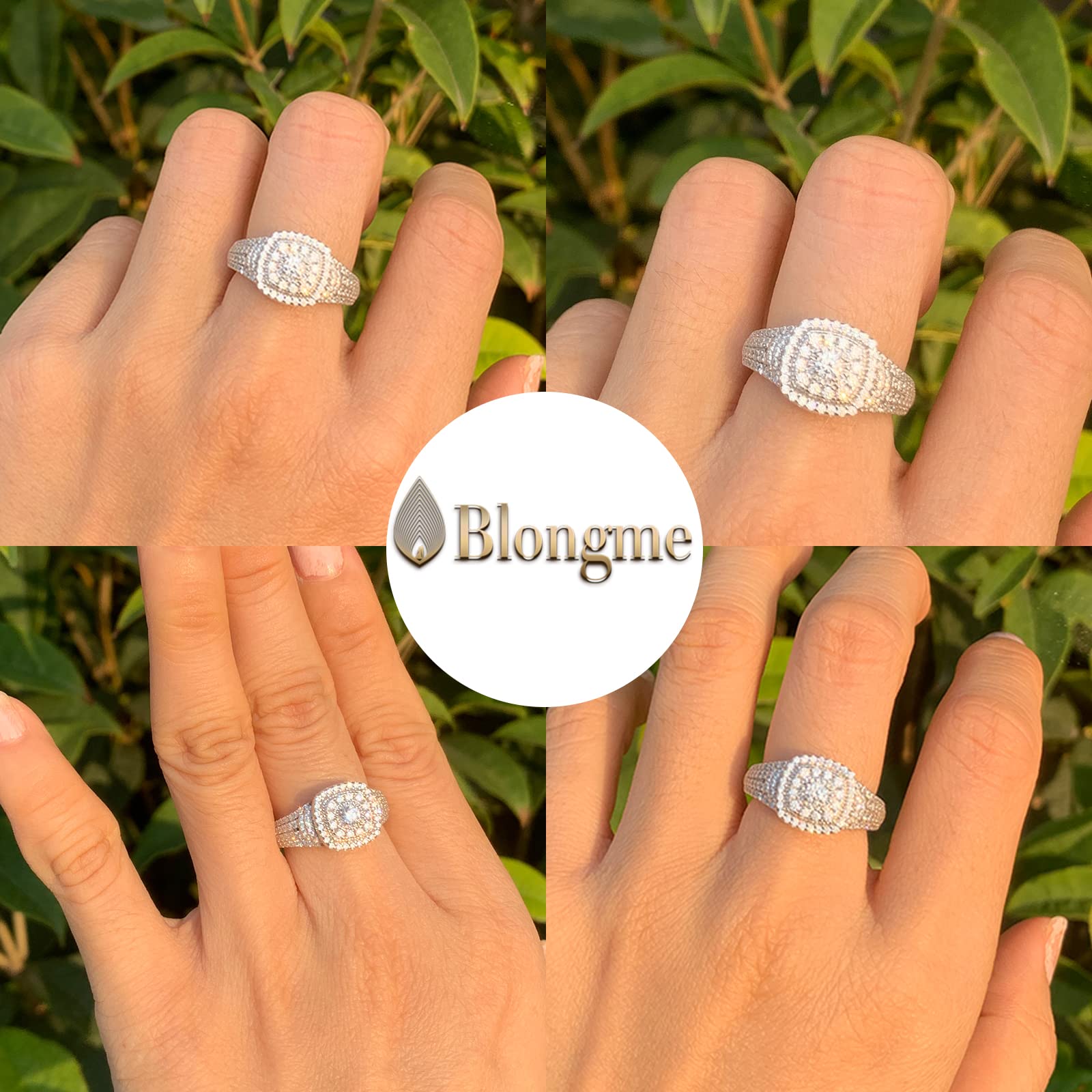 Blongme Wedding Engagements Ring for Women 925 Sterling Silver AAAAA CZ Round Cut Size 5