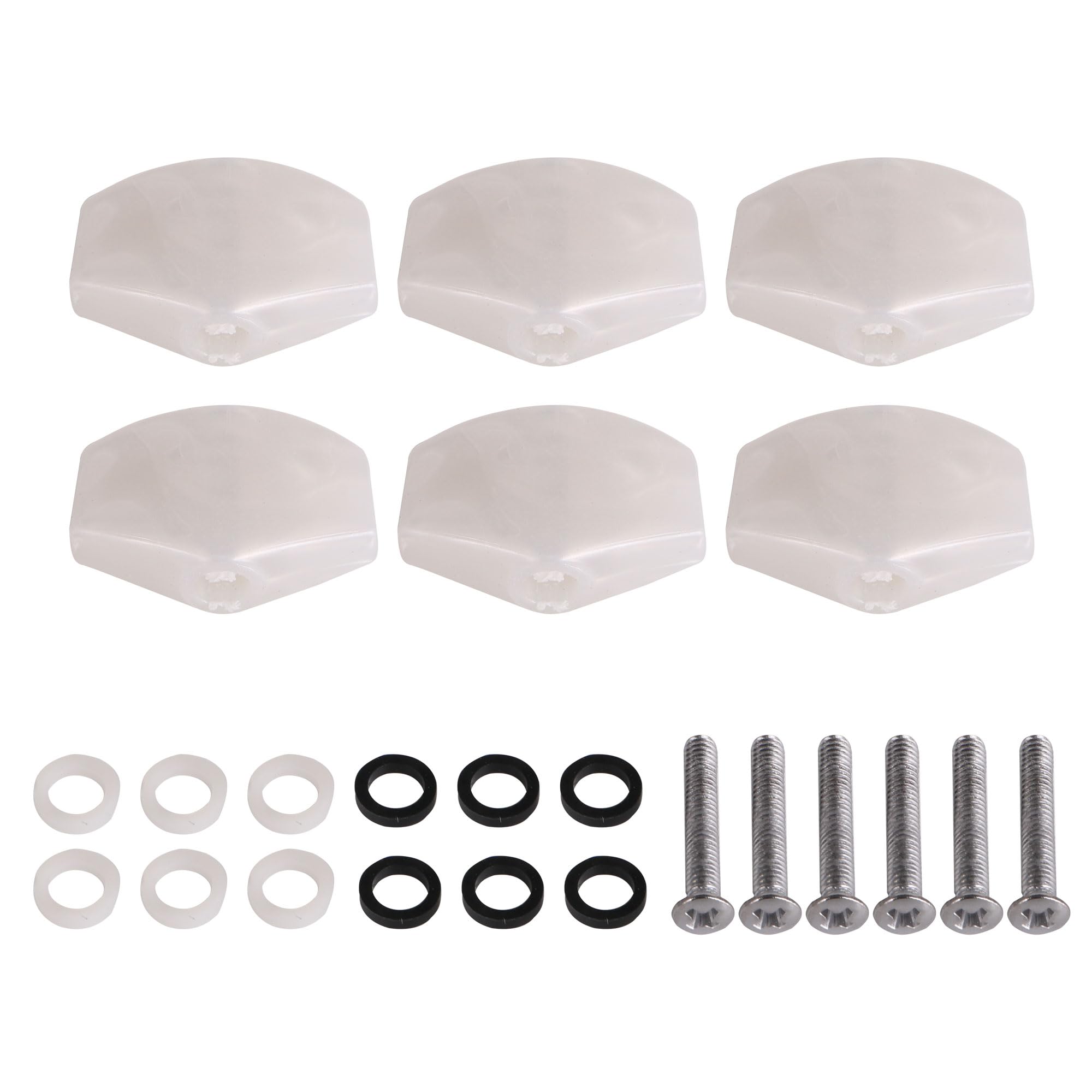 BQLZR 6Pcs Guitar Tuning Peg Caps Tuners Machine Head Replacement, Tuner Buttons Knobs Set Tuning Key for Acoustic Guitar, Guitar Parts ABS Buttons(White pearl)