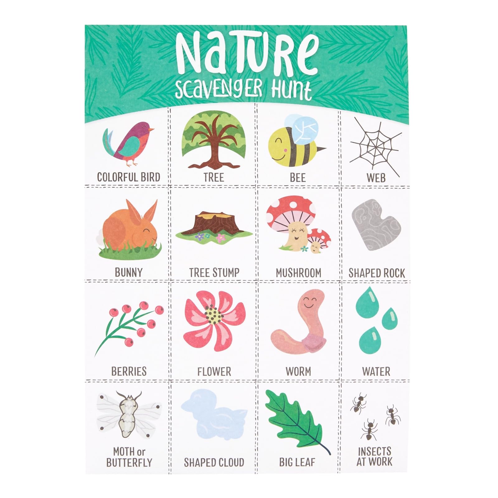 Juvale 50 Pack Nature Scavenger Hunt Cards for Kids Ages 4-8, Outdoor Find and Seek Camping Game