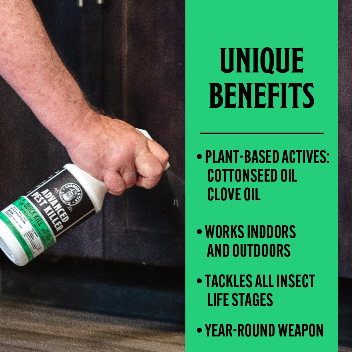 Grandpa Gus's Natural Advanced Pest Killer Concentrate, Plant-Based Actives Quick Kill Multiple Insect Species, Indoor & Outdoor Use, Light Scent, 3.7 fl oz (Pack of 2)