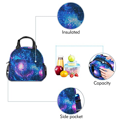 Galaxy Backpack Set Girls Boys Lightweight Bookbag with Insulated Lunch Bag for Travel Camping Outdoor Sport