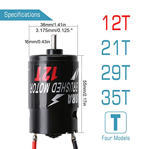 INJORA RC Motor 550 Brushed Waterproof Motor for 1/10 Short-Course Truck Slash VKAR 10SC HPI HoBao HuanQi 727(12T)