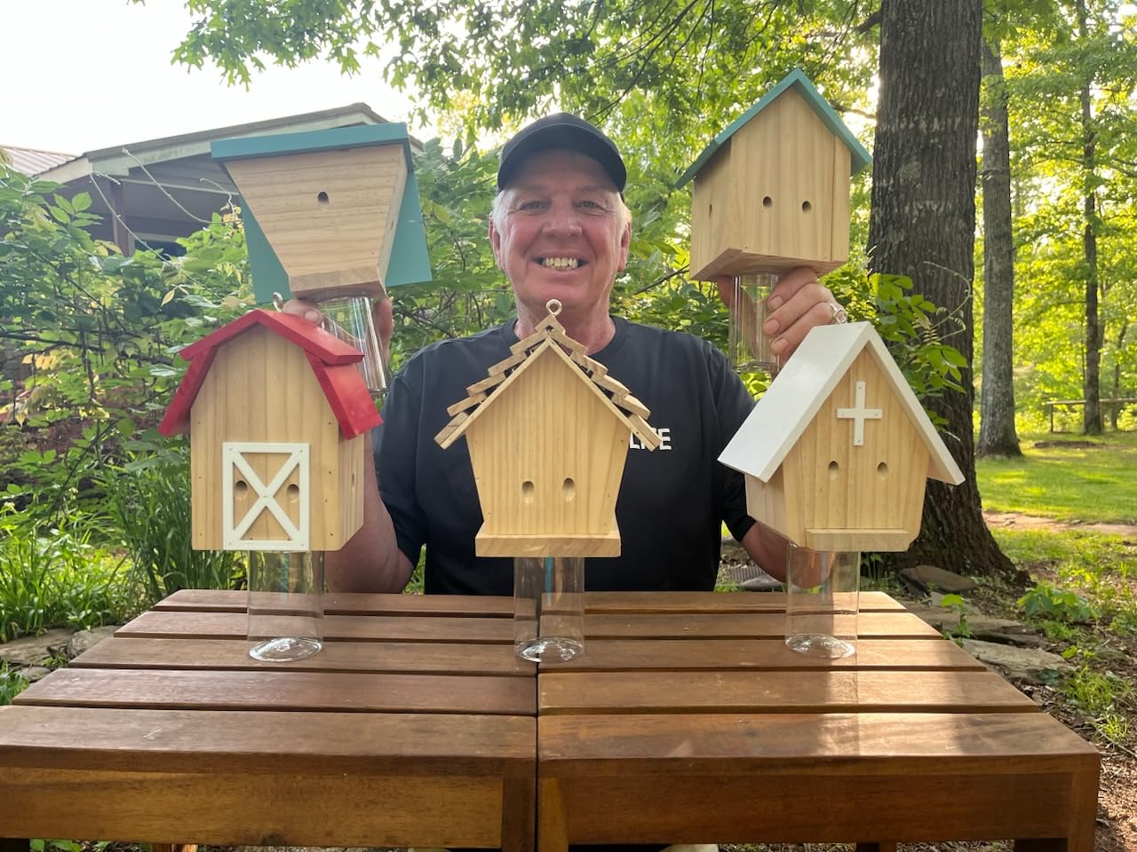 GRTRE 4 Pack Wood Carpenter Bee Trap for Outside - Best Bee Trap - Wood Boring Bee Trap- Nature Cube Style Carpenter Bee Traps Outdoor Hanging - Insect Traps Removes Carpenter bee