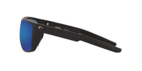 Costa Del Mar Mens Ferg Square Sunglasses, Matte Black/Blue Mirrored Polarized-580P, 59 mm