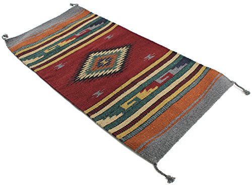 Onyx Arrow Southwest Décor Area Rug, 20 x 40 Inches, Center Diamond Burgundy/Black