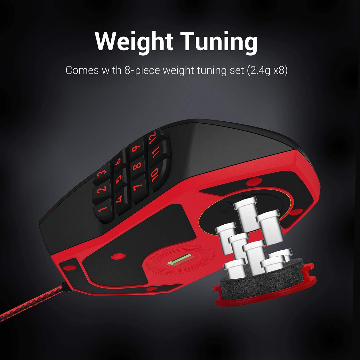Redragon M901-1 Perdition MMO Gaming Mouse, LED RGB Backlight, 24000 DPI, 18 Programmable Buttons, Ergonomic Design, Wired USB Connection, Black