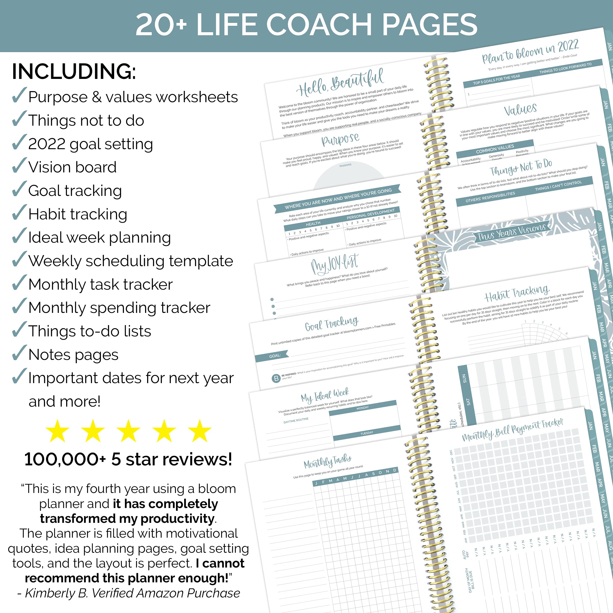bloom daily planners 2022 (8.5" x 11") Calendar Year Day Planner (January 2022 - December 2022) - Weekly/Monthly Dated Agenda Organizer with Tabs - Daydream Believer