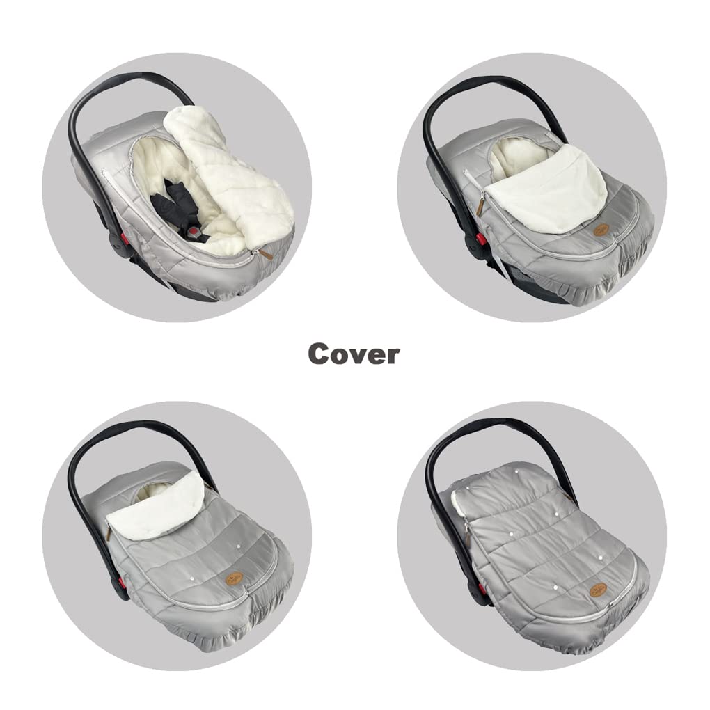 CozyMe Car Seat Cover for Infant Comes with Ultra Soft Fleece Carseat Bunting Bag for Winter, Infant Footmuff for Winter