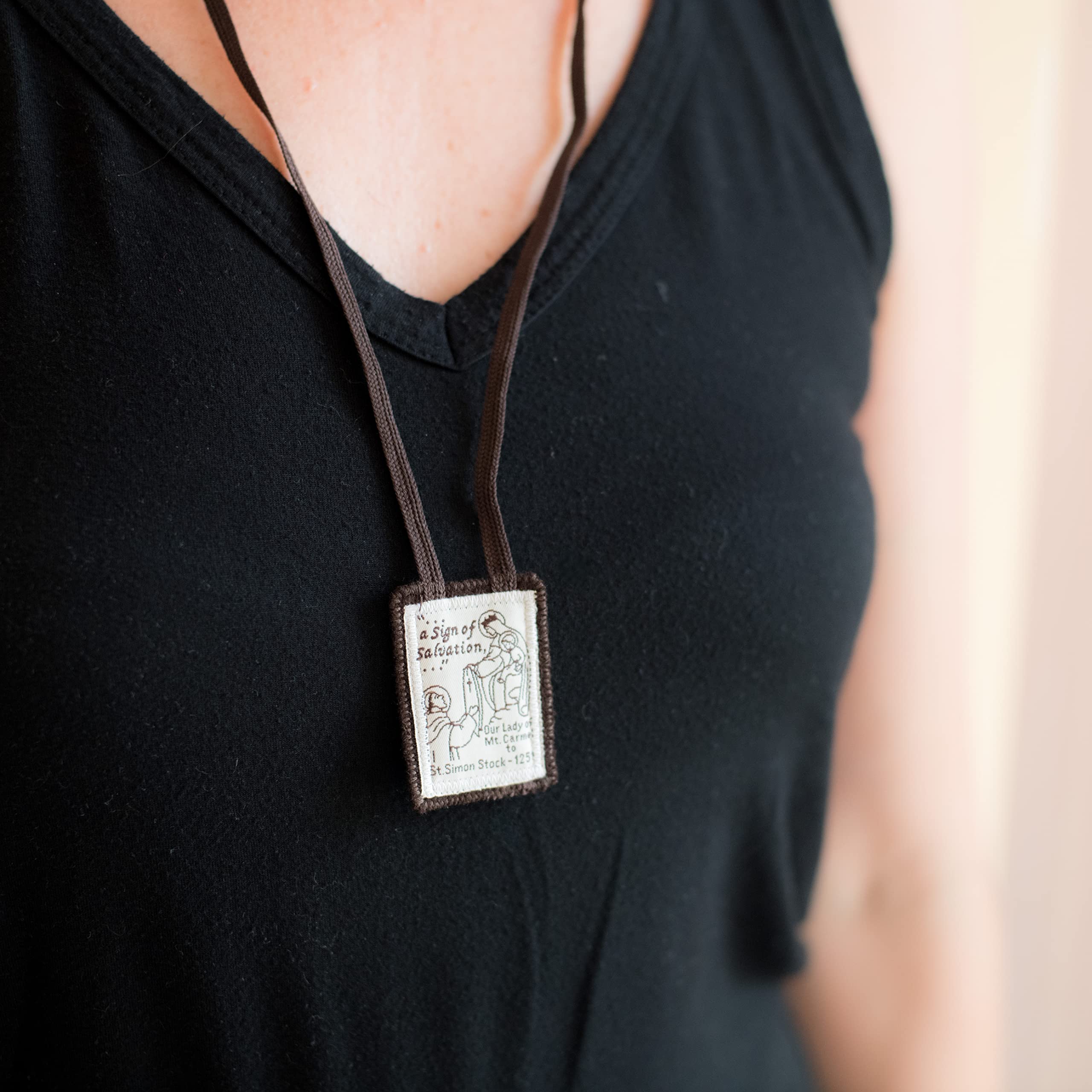 Brown Scapular Catholic Premium Handmade in USA with 100% Wool - Our Lady of Mt Carmel Escapulario (Premium Sewn Edges)