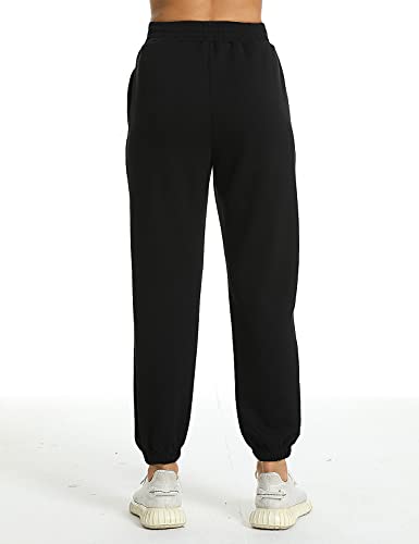 Blooming Jelly Womens Black Sweatpants High Waisted Running Workout Lounge Joggers with Pockets(XL,Black)