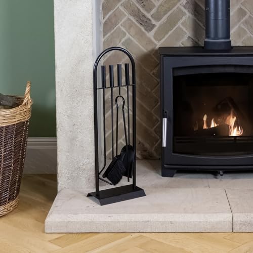 JVL 11-324 Lambeth Contemporary Fireside Companion Arch Tool Set, Steel, Black, 23 x 14 x 66 cm, 4 Pieces …