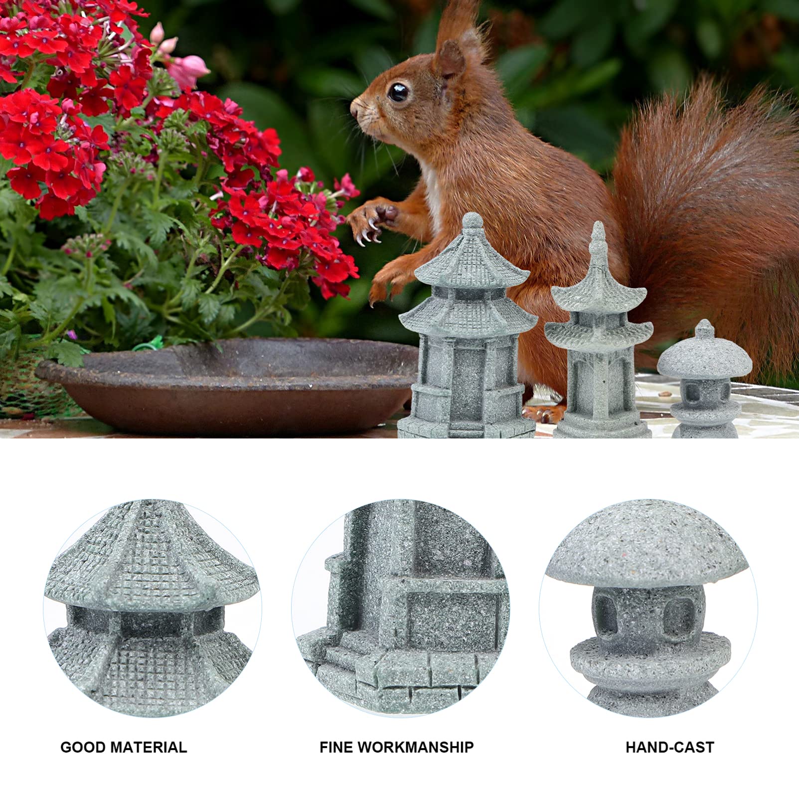 YARNOW Mini Pagoda Statue Ceramic Fairy Garden Figurine Hexagon Environments Flower Vase Aquarium Decorations DIY Micro Landscape Ornament 3Pcs, Light Grey, 5.5x2.8cm (302O3HB0N1EG1511I1LAVD)