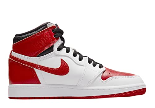 Jordan Boy's Air Jordan 1 Retro High OG (Big Kid) White/University Red/Black 7 Big Kid M