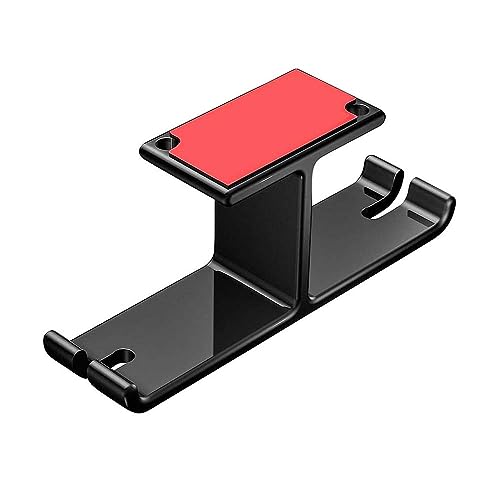 GOGUY Under Desk Hook Aluminum Stick-On Adhesive Dual Headsets Holder Mount PC Gaming Accessories, Headphone Stand with Cable Organizer,Black