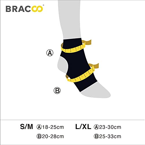 Bracoo Ankle Support Brace For Men & Women, Adjustable Compression Sleeve Strap Wrap, Sprain, Arthritis, Pain Relief, Sports Injuries and Recovery, Breathable Neoprene Brace, FS10 (Black, S/M)
