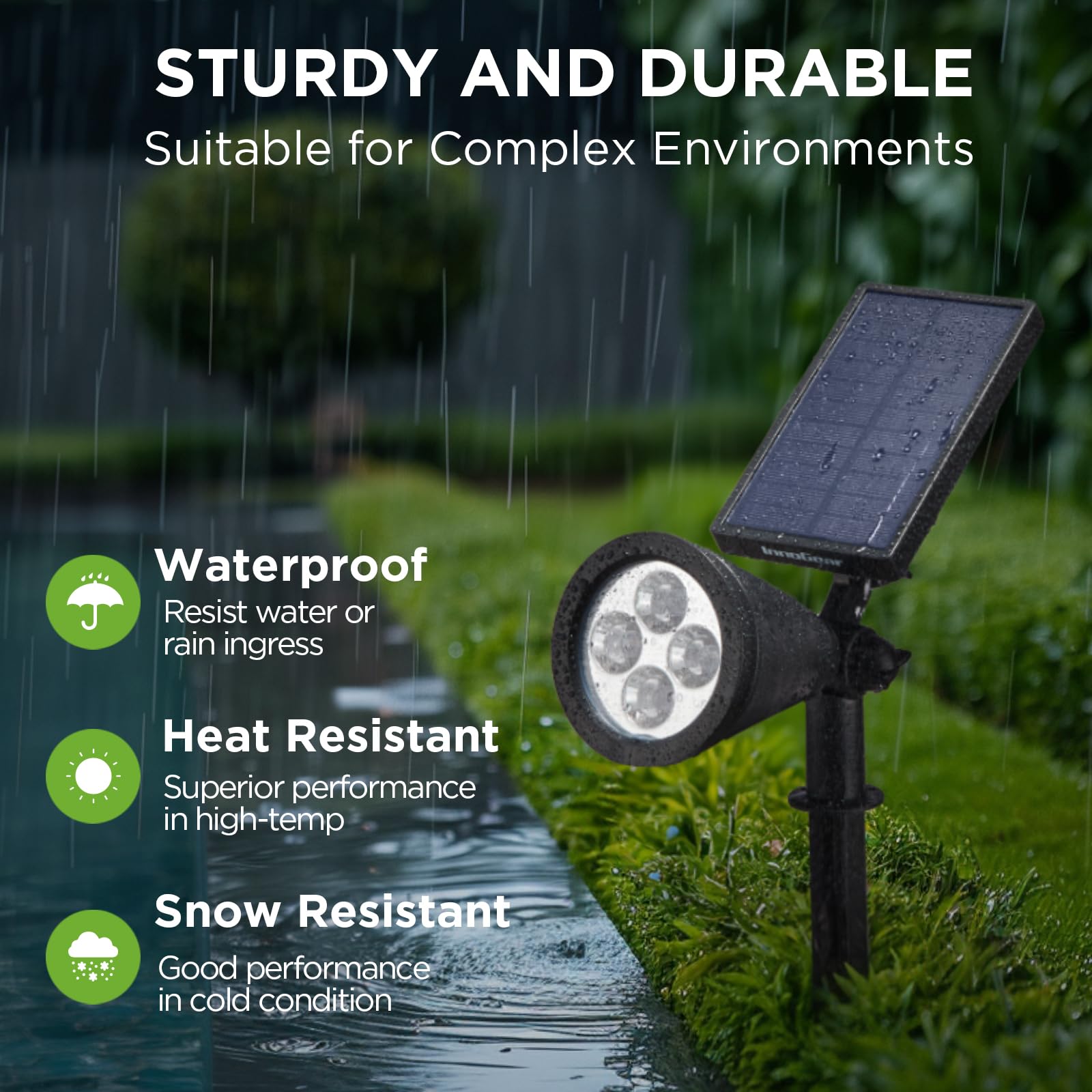 InnoGear Solar Lights Outdoor Waterproof Solar Garden Light for Outside Yard Landscape Lighting Pathway Spot Lights Spotlight Wall Light Auto On/Off, Pack of 2 (Warm White)